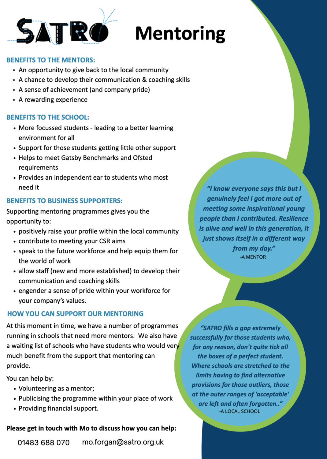 Could You be a Mentor? SATRO Needs Your Skills and Experience! - High ...